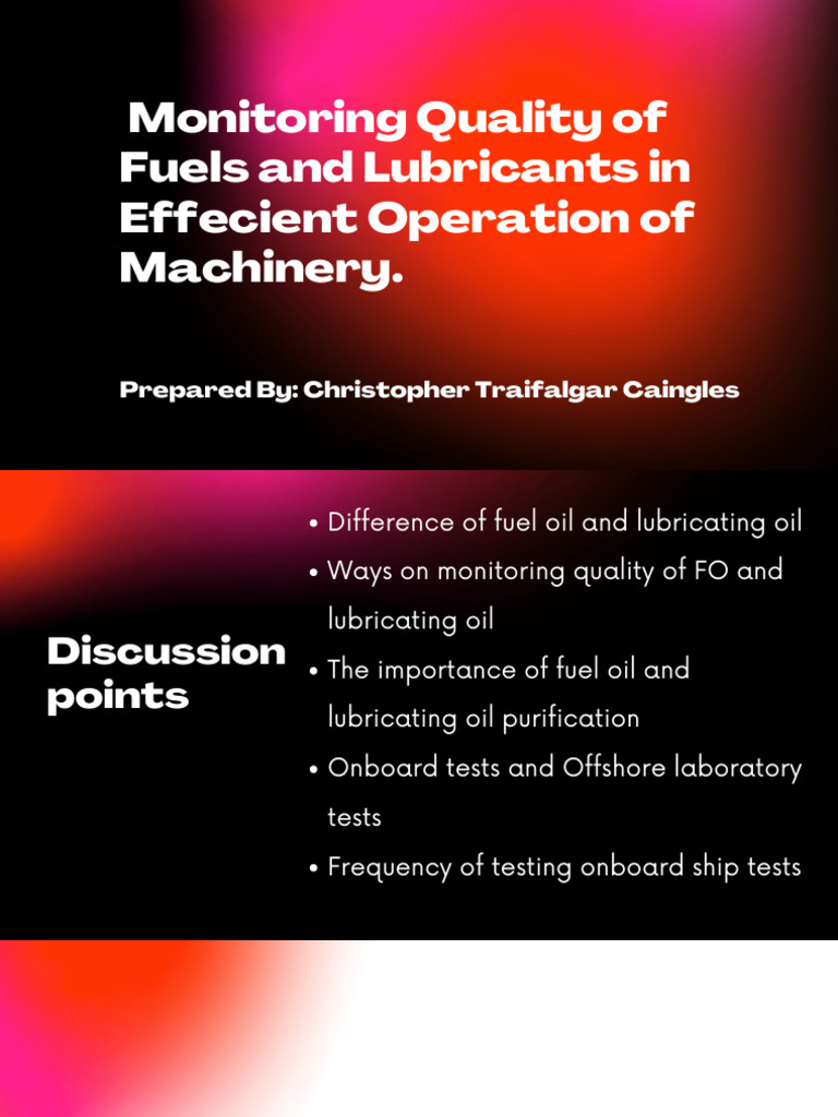 Fuel and Lubricant Quality Monitoring | PDF