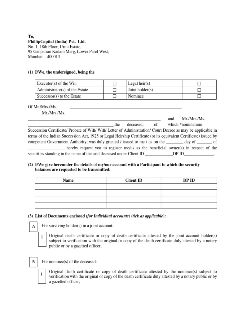 Transmission form_New Format | PDF | Notary Public | Probate