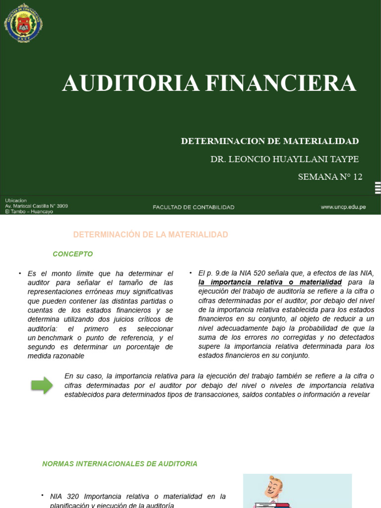 Determinacion de Materialidad | PDF | Auditoría | Planificación