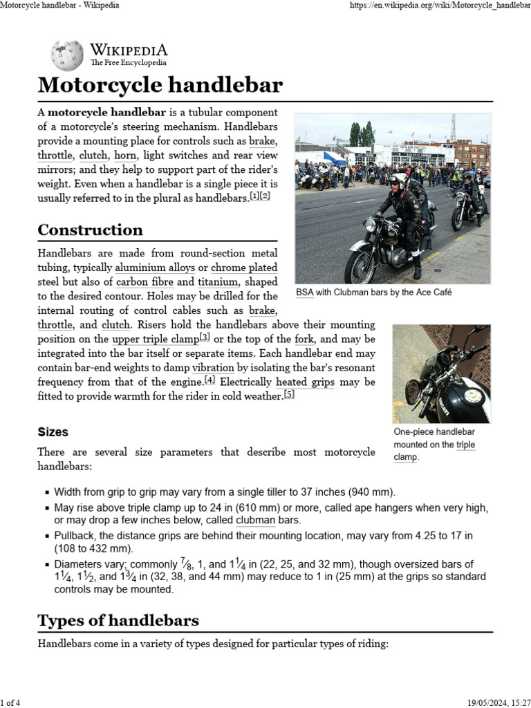 Motorcycle Handlebar Styles Explained | PDF | Motorcycling