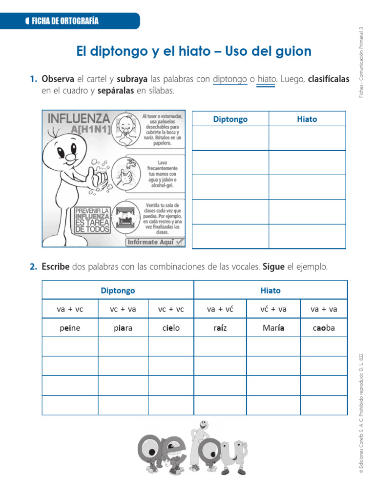 Diptongos y hiatos en ortografía | PDF | Voz humana | Lingüística