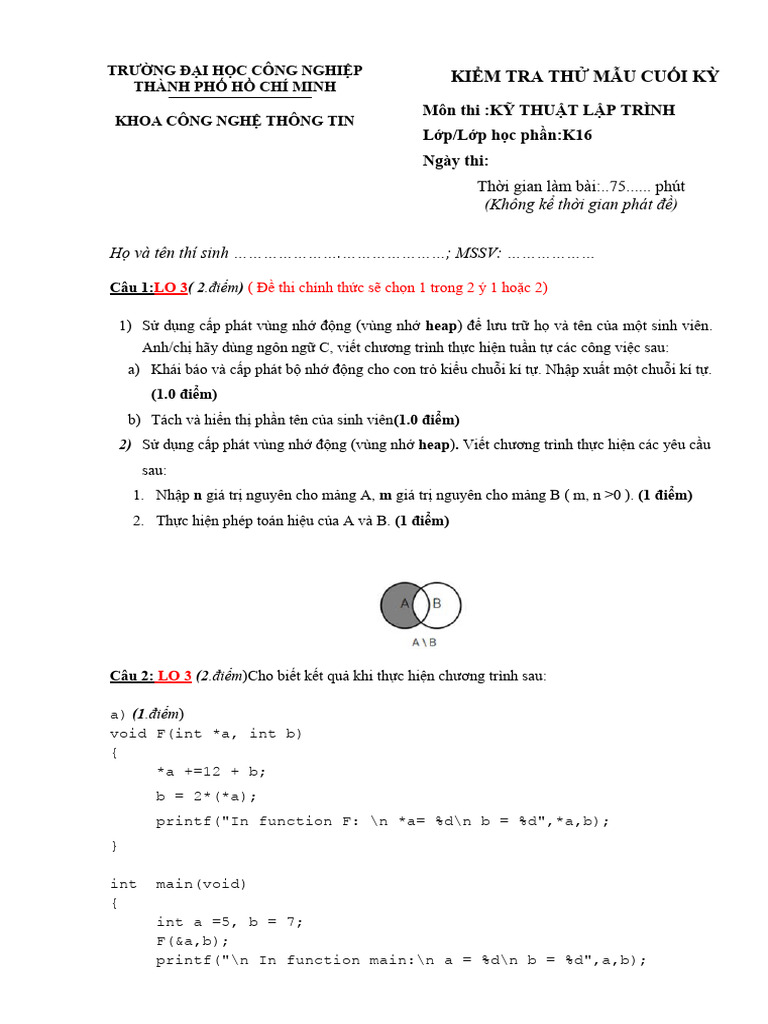 7.Ktlt Cuoi Ky 2021 Hk II New | PDF