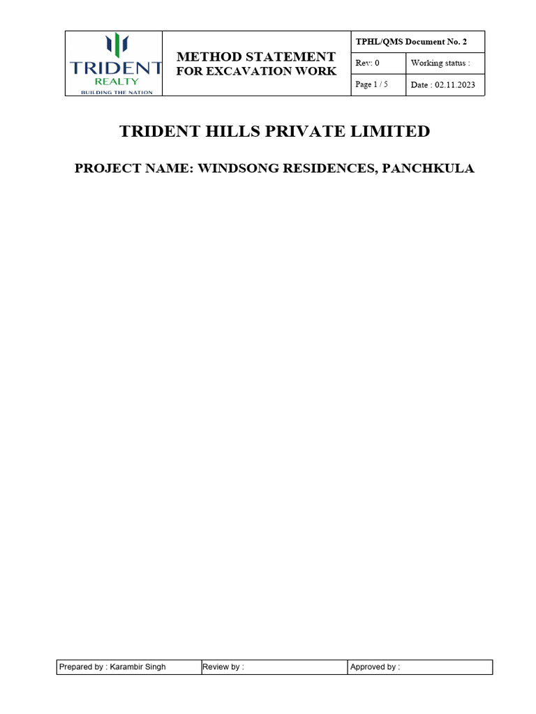 Method Statement For Excavation Work | Download Free PDF | First Aid ...