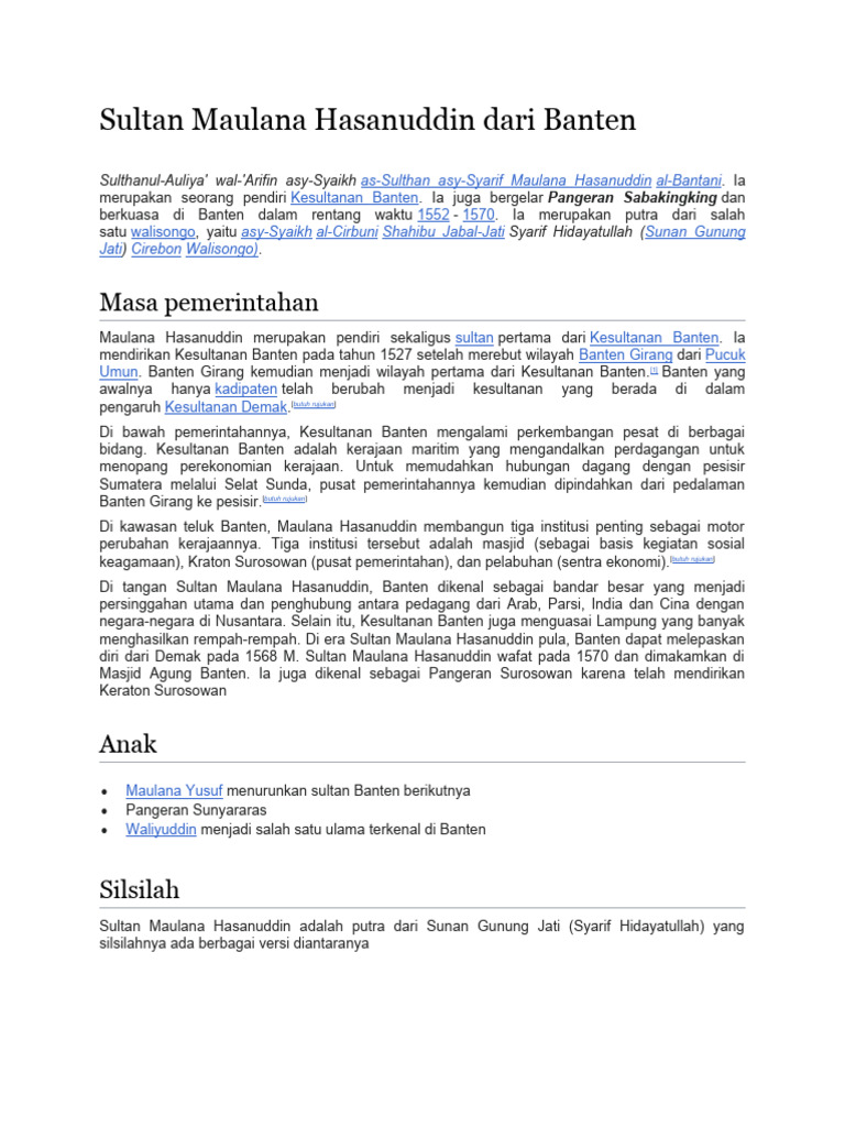Sultan Hasanuddin: Pendiri Kesultanan Banten | PDF | Agama & Spiritualitas