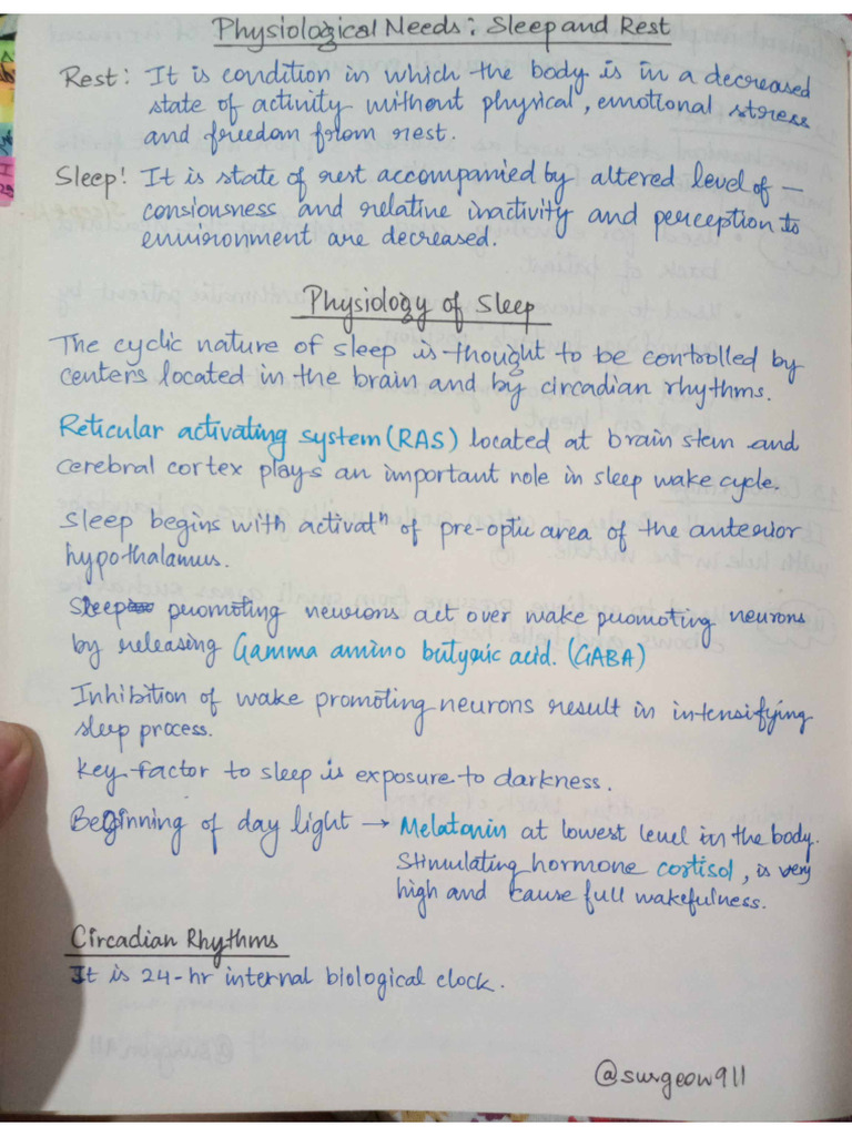 Physiological Need - Sleep and Rest | PDF