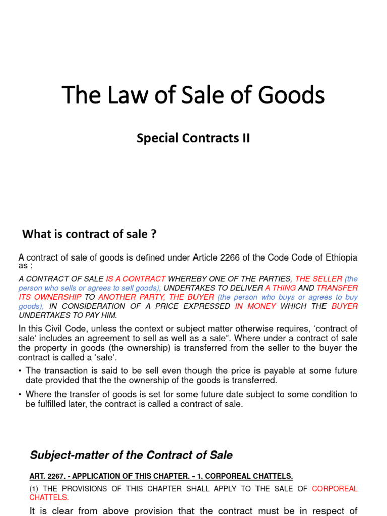 The Law of Sale of Goods (Exclusive) | PDF | Sales | Goods