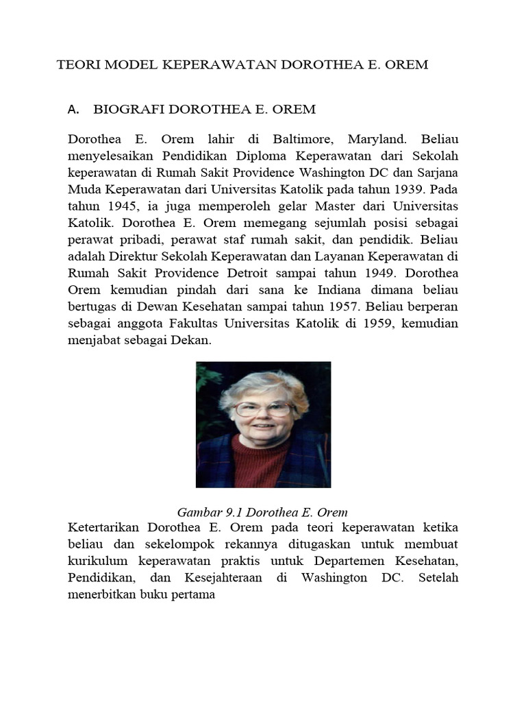Teori Model Keperawatan Orem | PDF