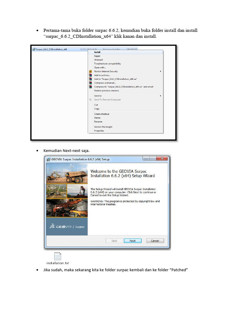 Install Software Surpac | PDF