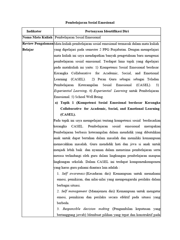 Seminar - Refleksi Pengalaman Belajar PSE | PDF