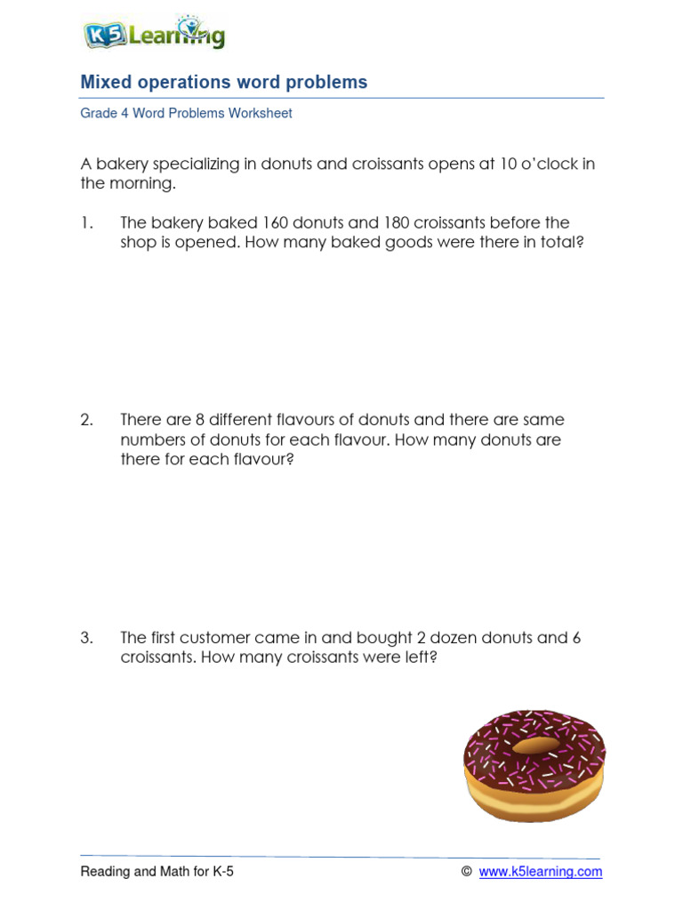 Grade 4 Mixed Operations Word Problems | PDF | Art