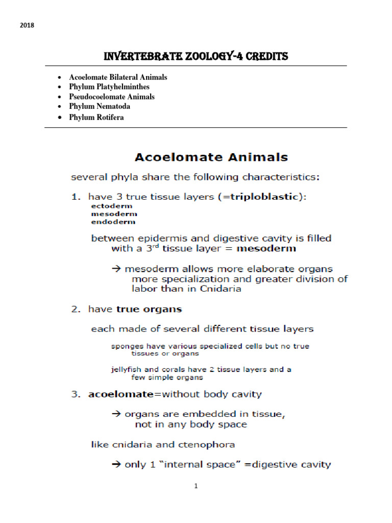 AEB 213 - INVERTEBRATE ZOOLOGY - Complete | PDF | Nematode | Zoology