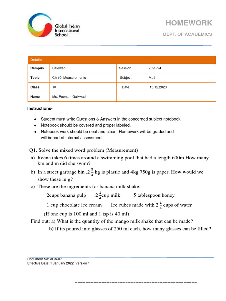 HW Gr4 Math 15dec23 4082 | PDF