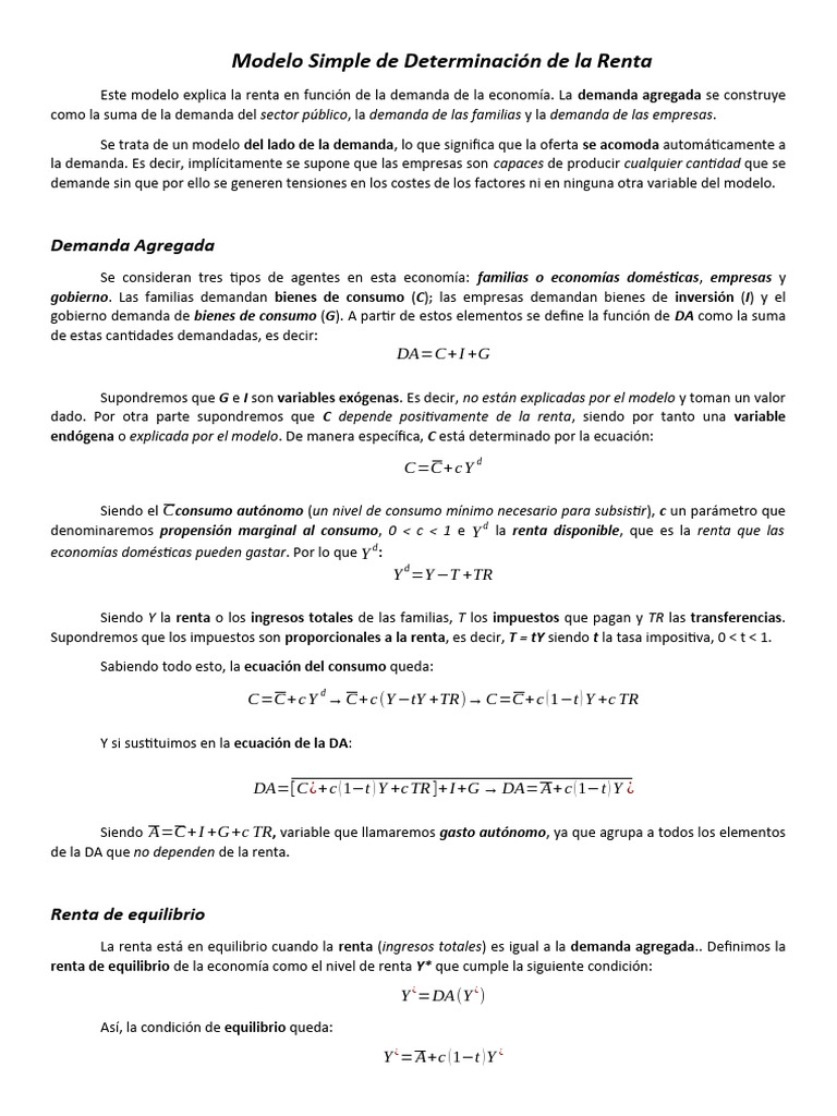 Modelo de Renta y Demanda Agregada | PDF | Balance presupuestario del ...