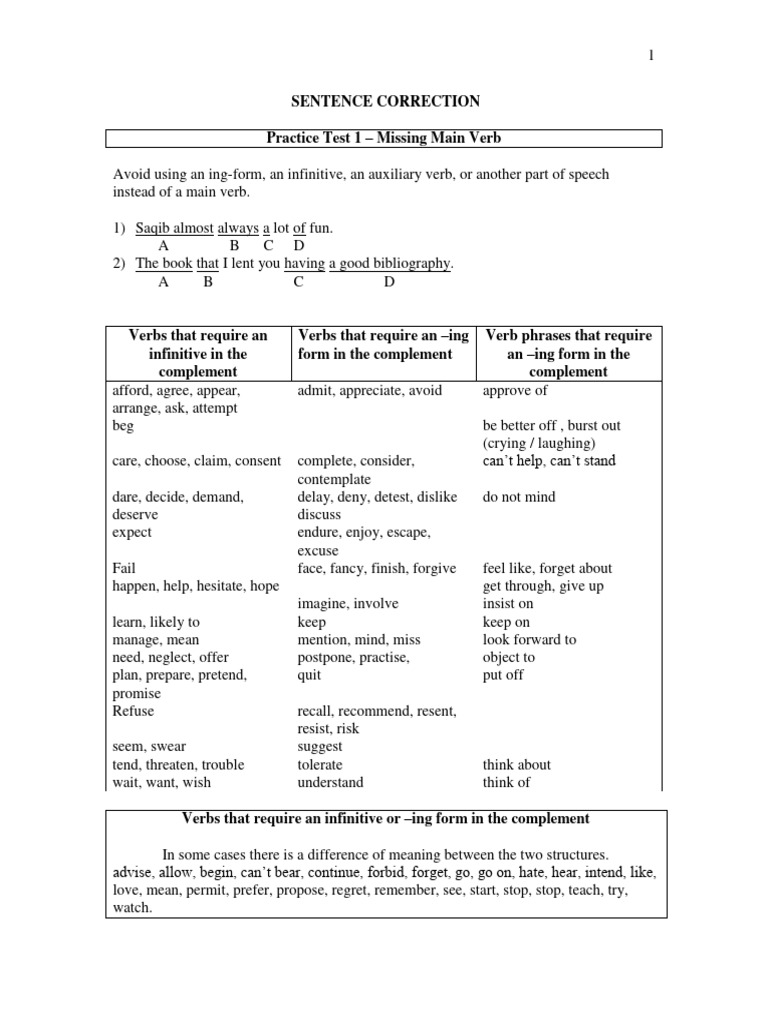 Sentence Correction Practice Tests | PDF | Grammar | Language Mechanics