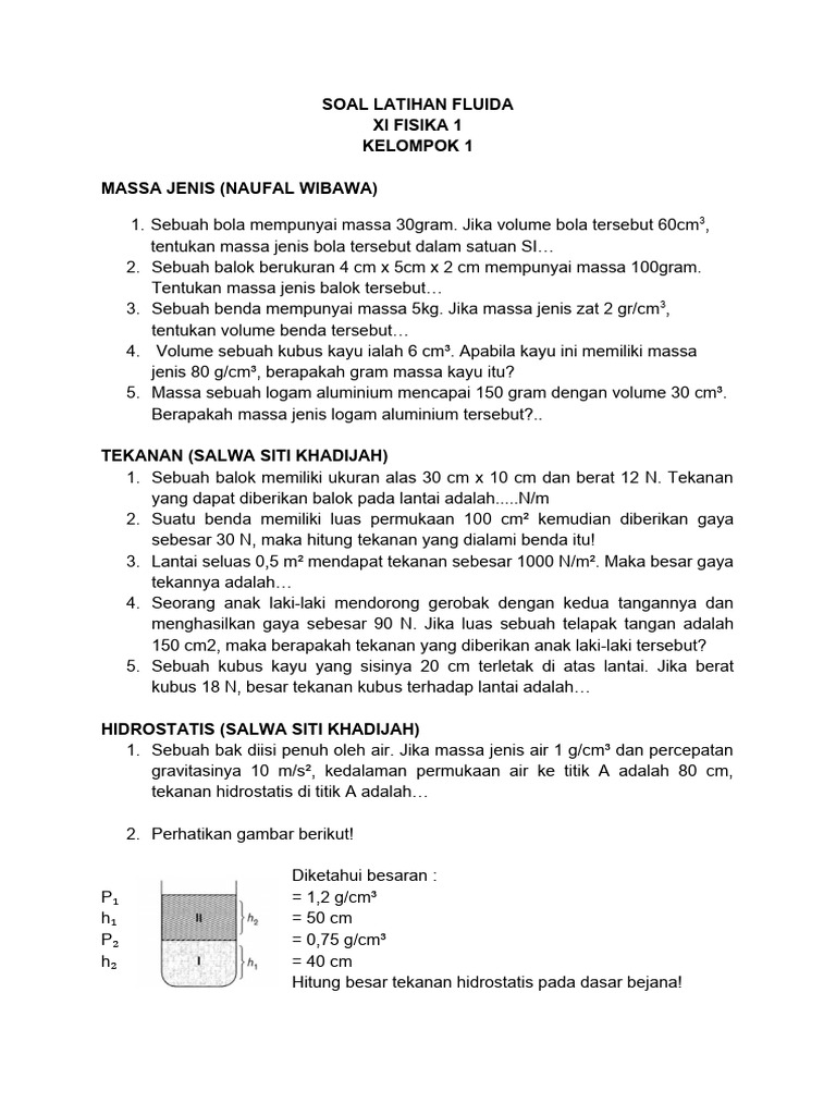 Soal Fluida Statis Kelompok-1 | PDF