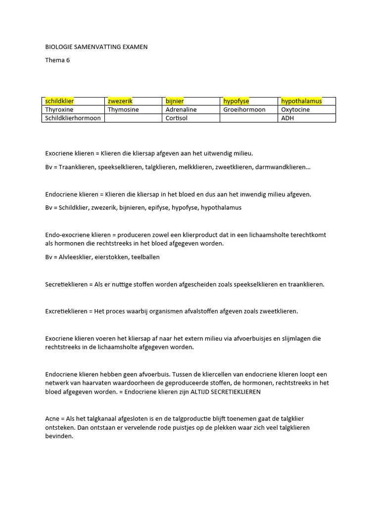 Biologie Samenvatting Examen | PDF