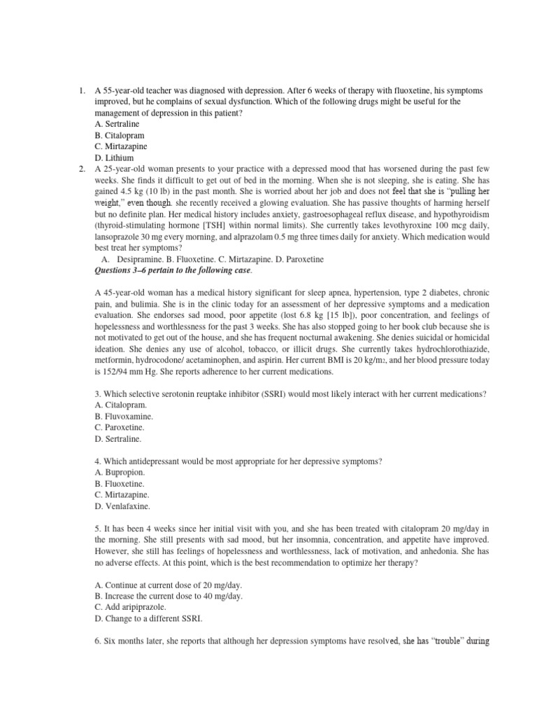 MDD Case Study | PDF | Selective Serotonin Reuptake Inhibitor | Major Depressive Disorder