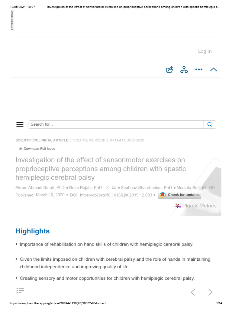 Investigation of The Effect of Sensorimotor Exercises On Proprioceptive Perceptions Among ...