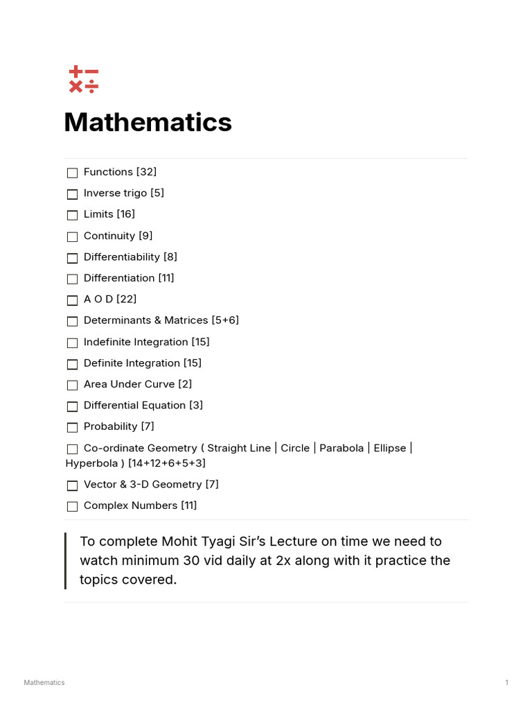 Comprehensive Mathematics Study Guide | PDF
