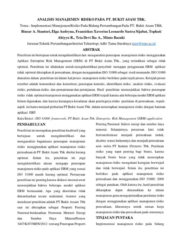 Tugas Paper Manajemen Resiko | PDF