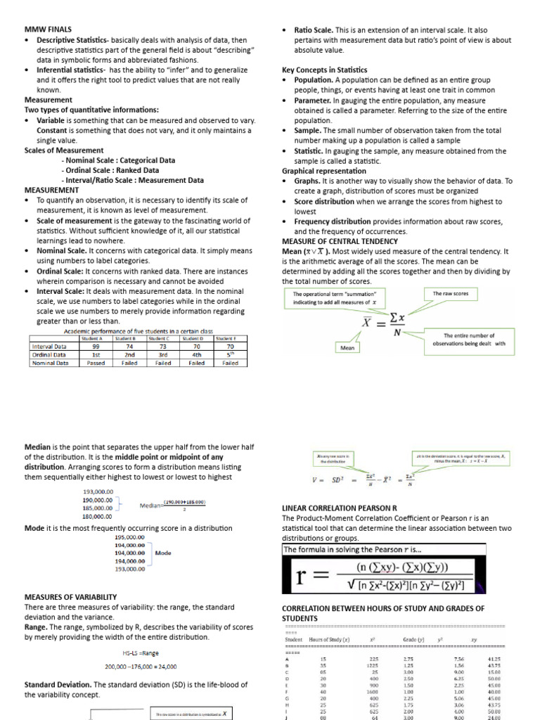 MMW Finals | PDF | Level Of Measurement | Statistics