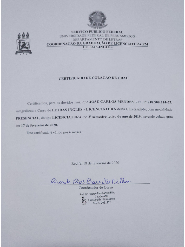 Colação De Grau Pdf