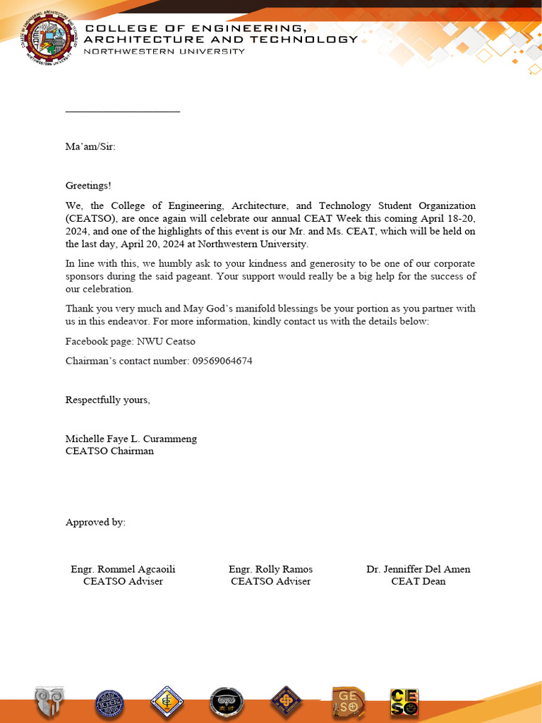 CEAT Week Sponsorship Appeal | PDF