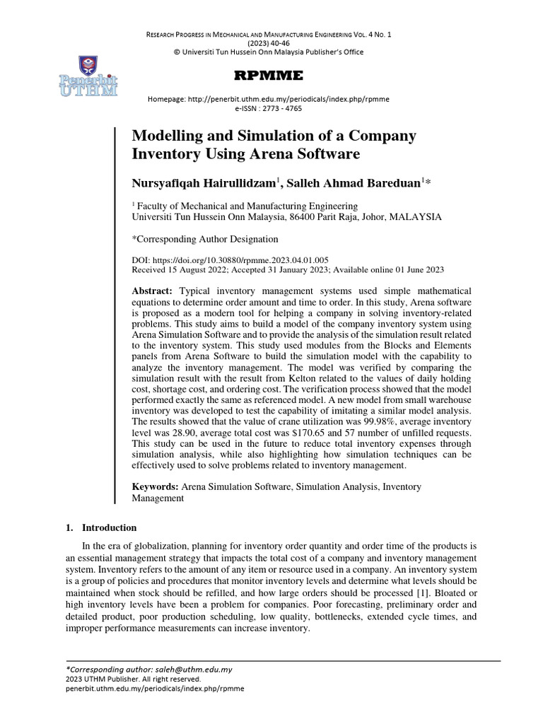 Arena Software for Inventory Simulation | PDF | Simulation | Inventory