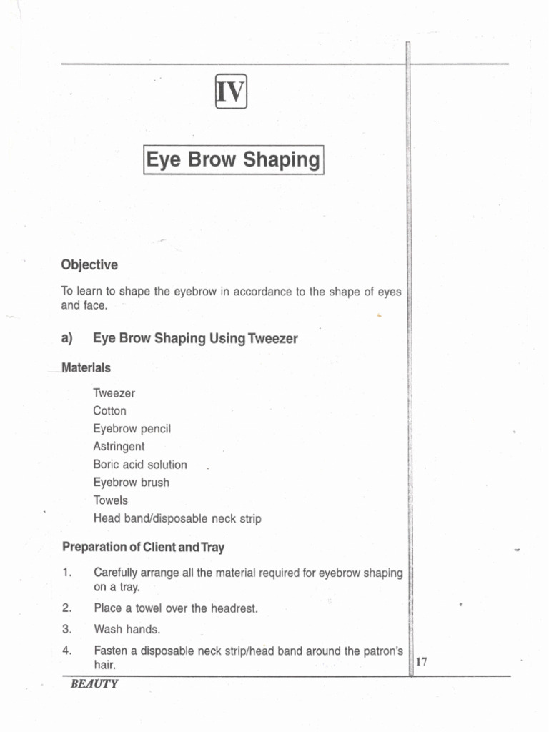 Httpsnios - ac.InmediadocumentsbeautyLesson4 Eye Brow Shaping Prac PDF ...