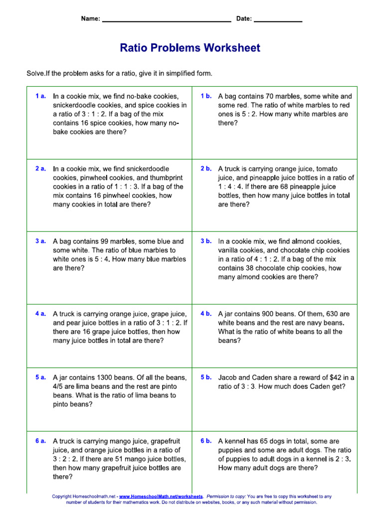 Ratios Worksheet Level 3 | PDF