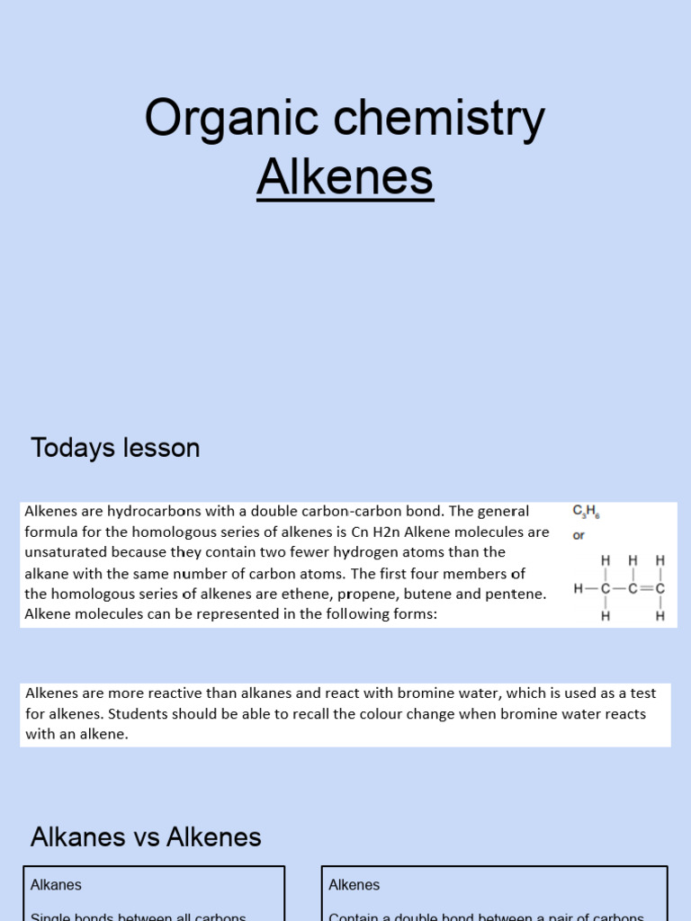 Alkanes vs Alkenes: Key Differences | PDF | Alkene | Carbon Compounds