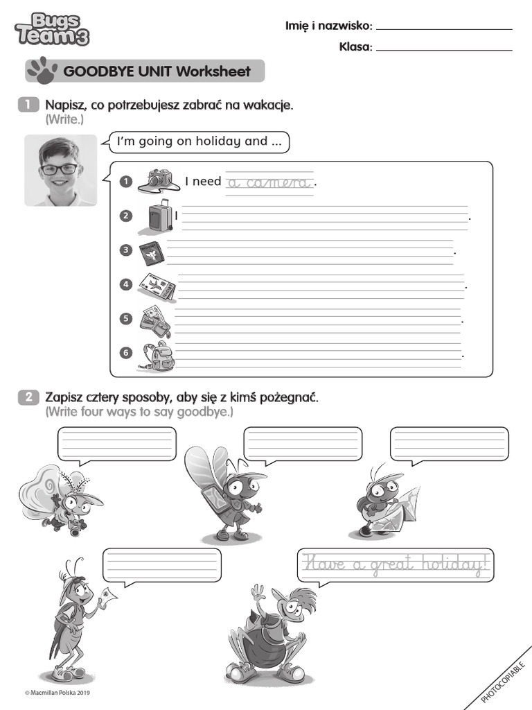 Bugs Team3 Goodbye PB Worksheet | PDF