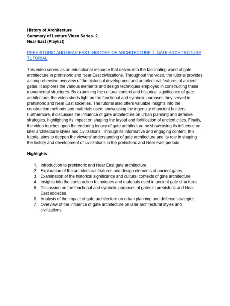 RESHA ACHARYA Summary of Lecture Video Series - 2 | PDF | Mesopotamia ...