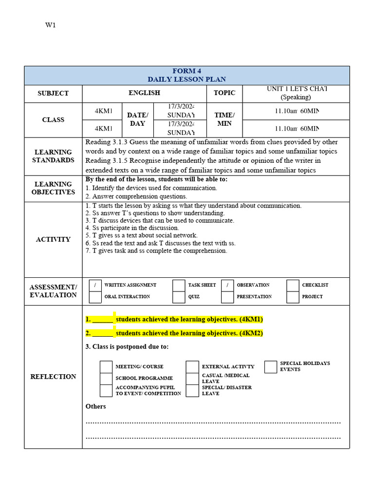 Lp Template F4 Pdf Reading Comprehension Pedagogy