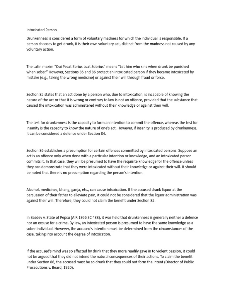 Document | PDF | Alcohol Intoxication | Insanity Defense