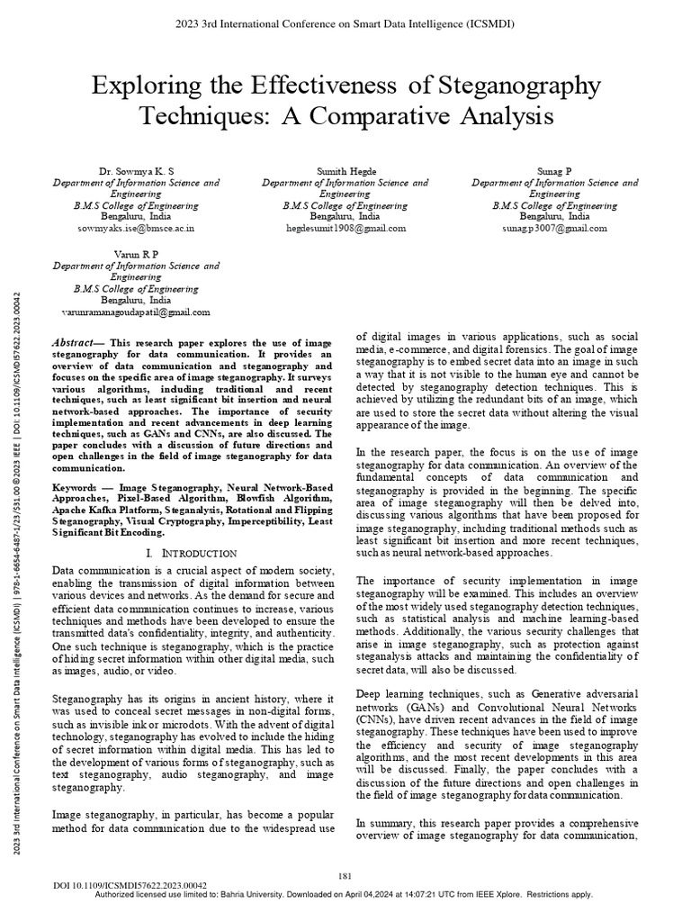 Exploring The Effectiveness of Steganography Techniques A Comparative Analysis | PDF ...