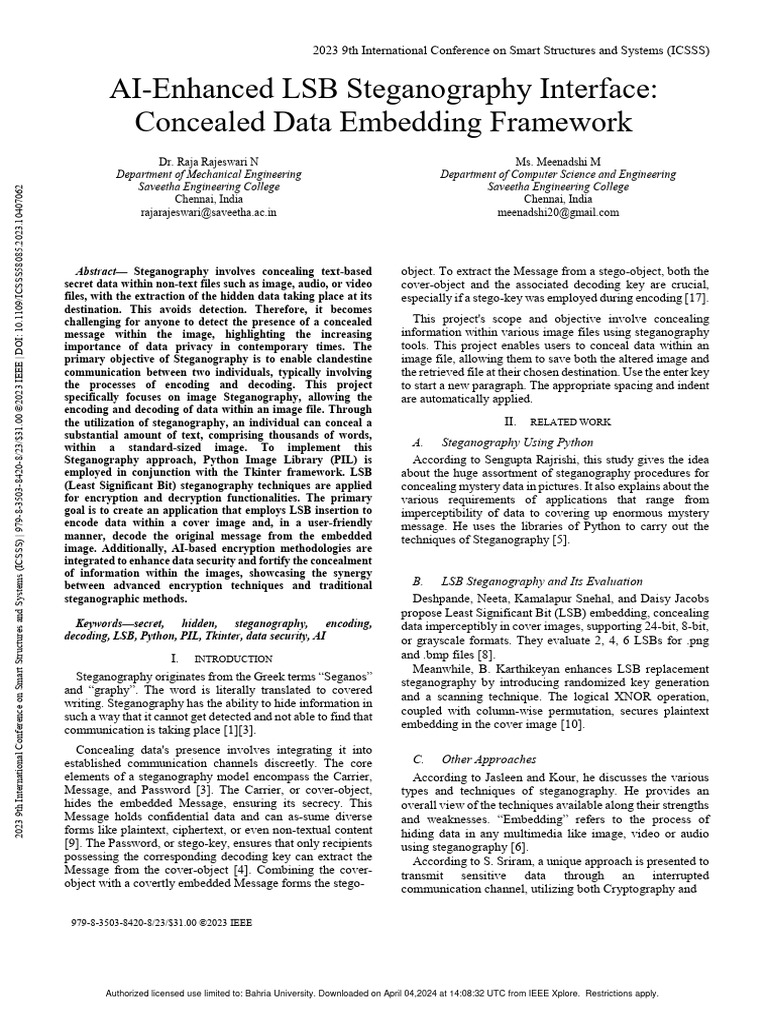 AI-Enhanced LSB Steganography Interface Concealed Data Embedding ...