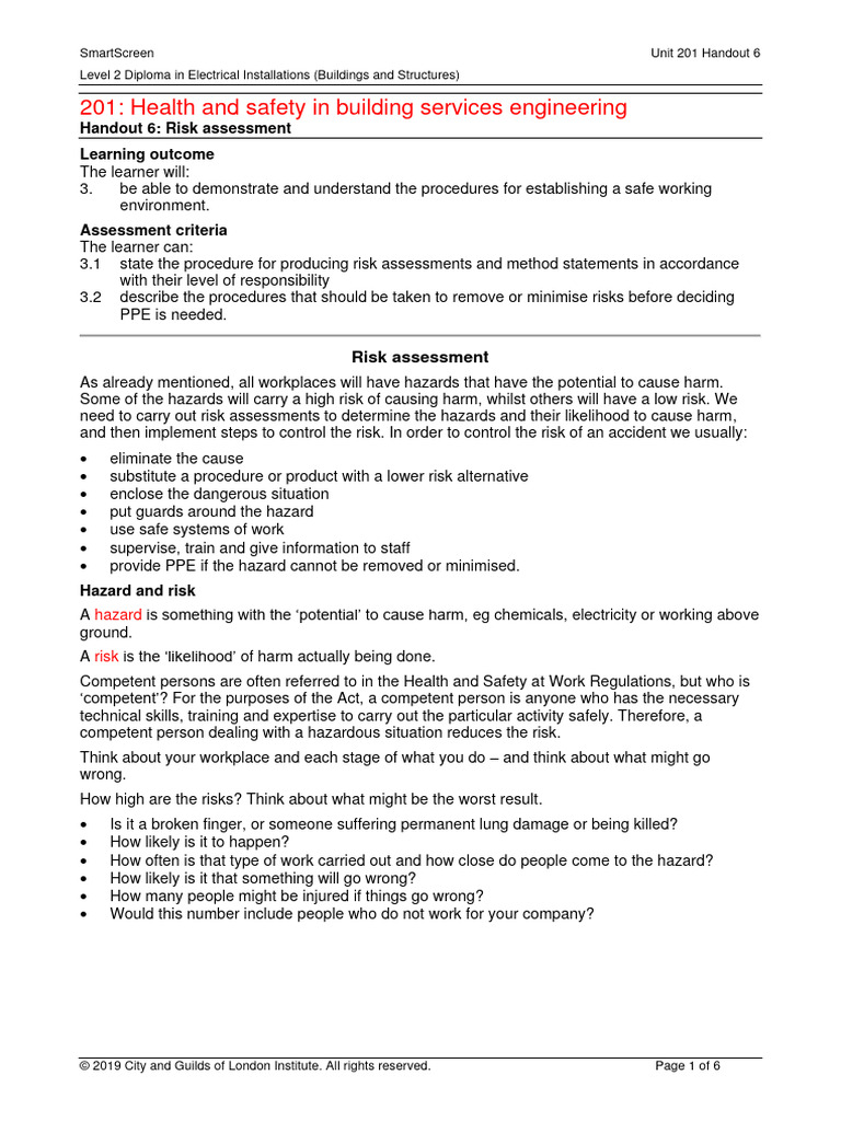 2365-201-06_handout_2018 | PDF | Risk | Occupational Safety And Health