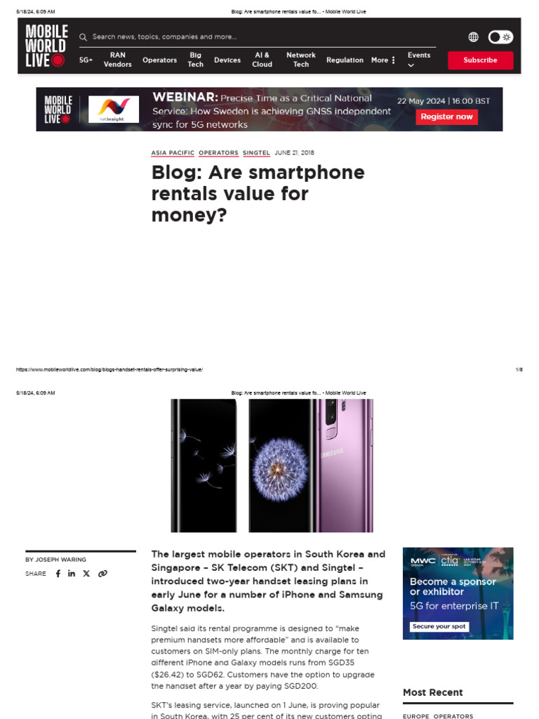 Blog - Are Smartphone Rentals Value Fo... - Mobile World Live | PDF ...