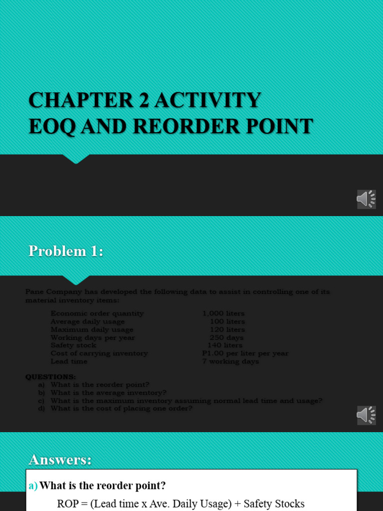 Answer To EOQ and Reorder Point Activity | PDF | Inventory | Management ...