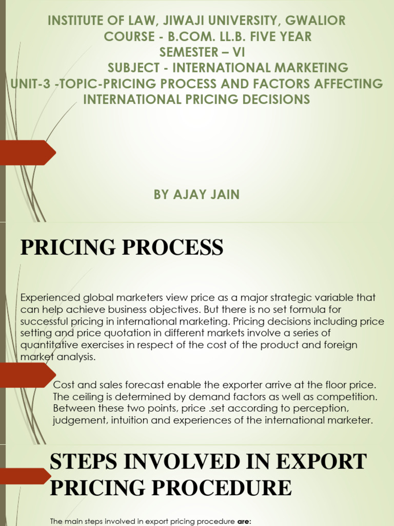 Pricing Process and Factors Affecting International Pricing Decisions ...