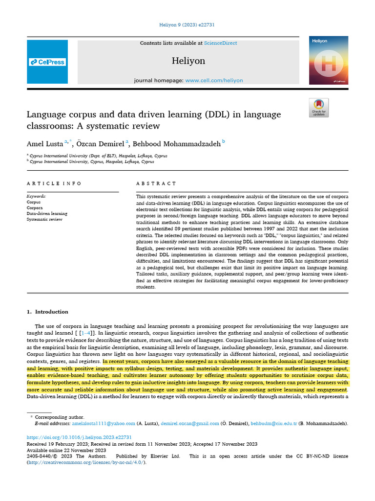 Systematic Review of Data-Driven Learning | PDF | Systematic Review ...