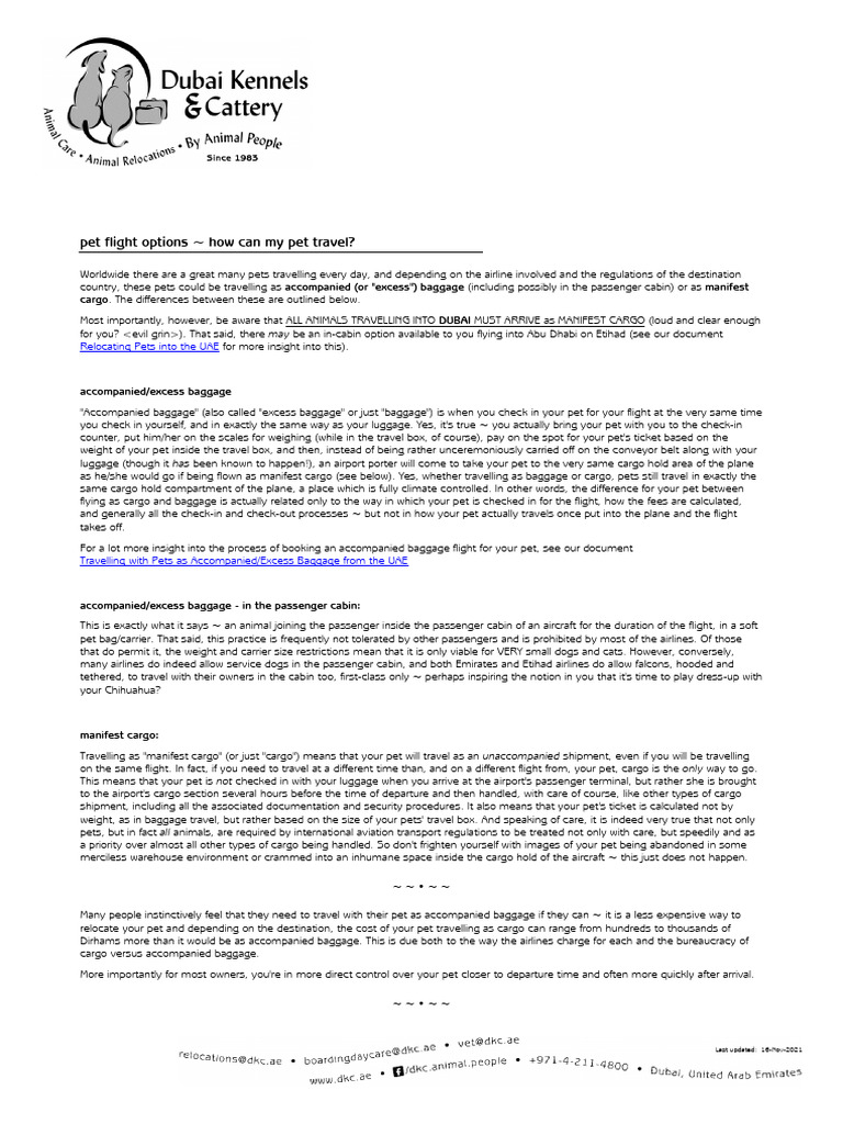 Pet Flight Options | PDF | Aviation | Transport