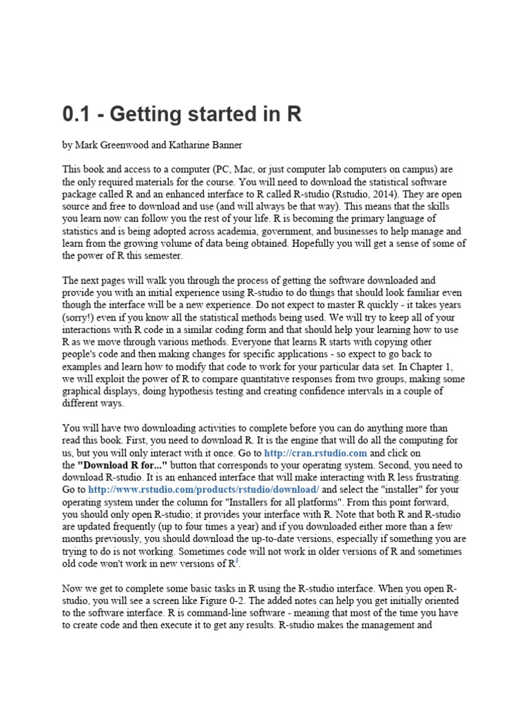 Beginner's Guide to R and RStudio | PDF | Computing