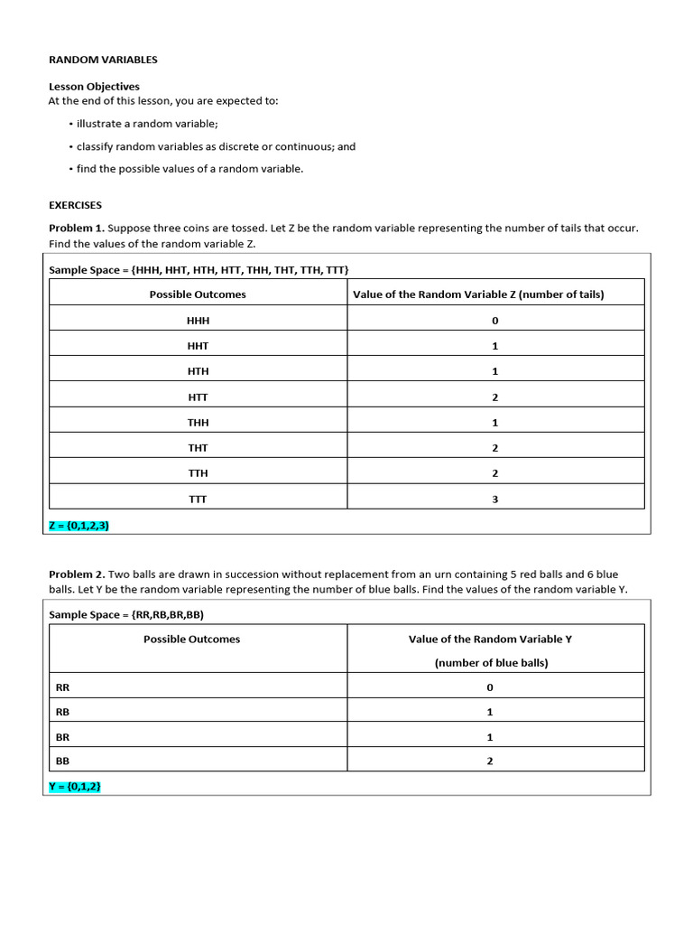 Random Variables | PDF | Probability Distribution | Random Variable