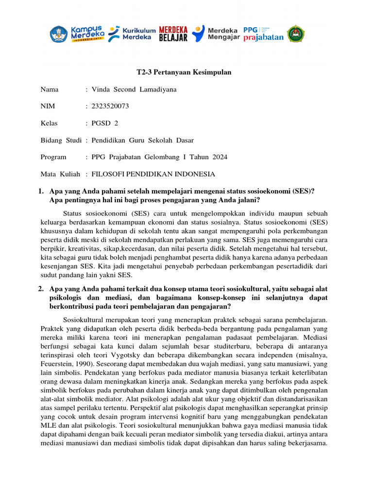 T2.3 Vinda Second L - Eksplorasi Konsep | PDF