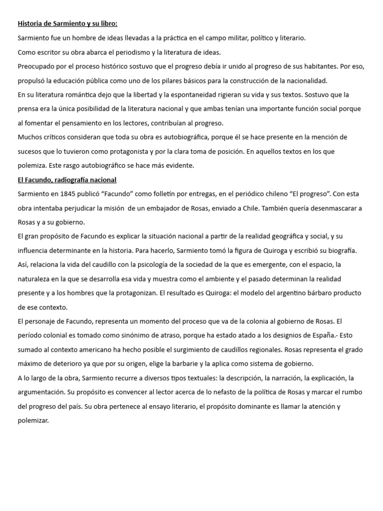 Facundo. Libro de Sarmiento | PDF