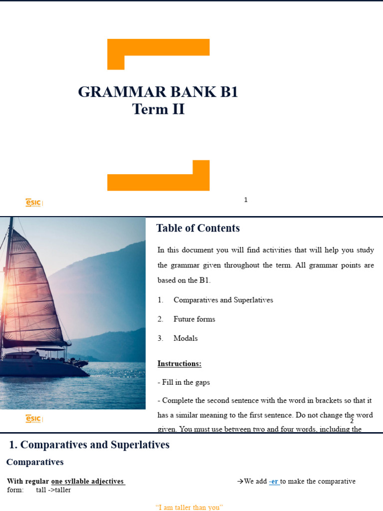 B1 Grammar Activities: Comparatives & Future Forms | PDF | Reputation