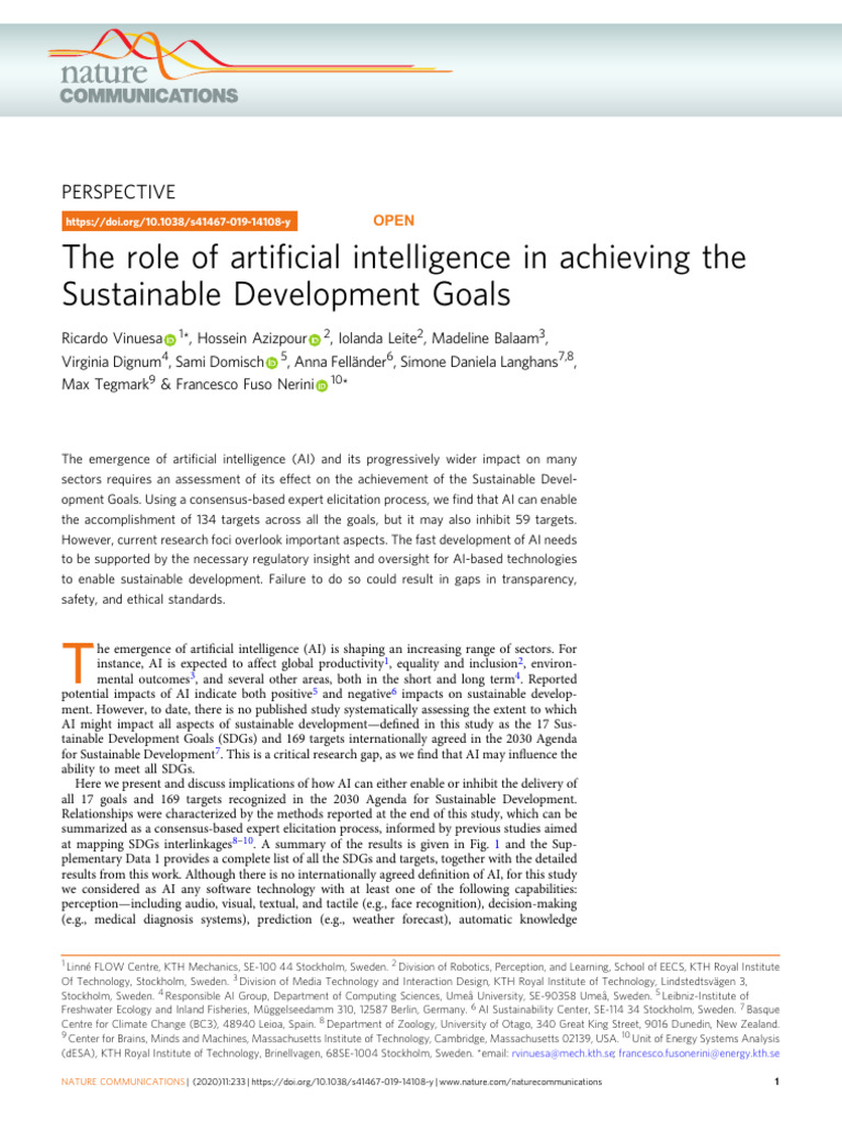 The Role of Arti Ficial Intelligence in Achieving The Sustainable ...