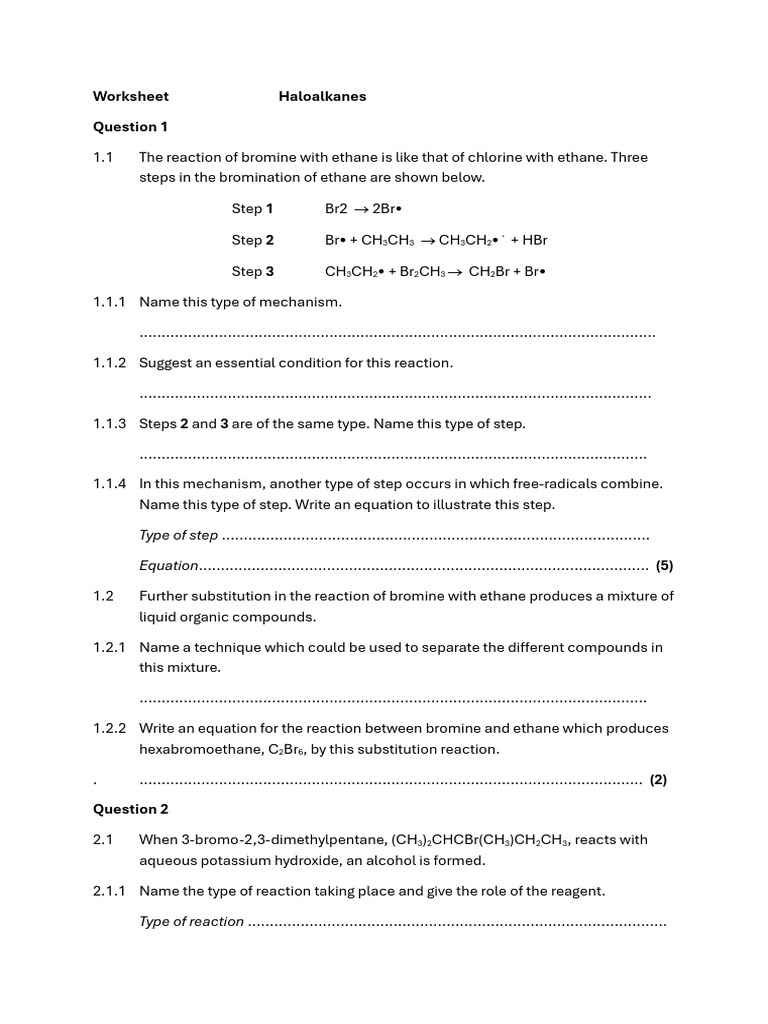 Worksheet Halo Al Kanes | PDF | Chemical Reactions | Alkene